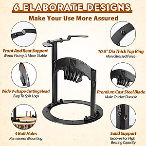 GREENER XXL Firewood Log Splitter with Open Top - Solid Cast Steel Kindling Wood Splitter with Wedge, Heavy Duty Manual Log Splitter for Firewood, Wood Splitting Cutter Kindling Cracker Tool, Portable