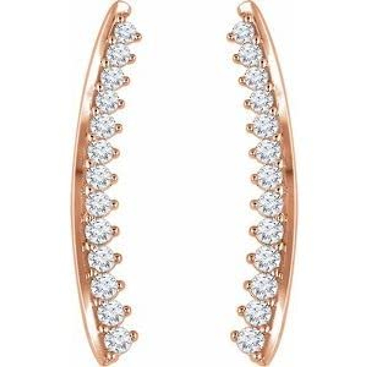 14k Rose Gold 1/3 Ct Diamond Ear Climbers Crawlers