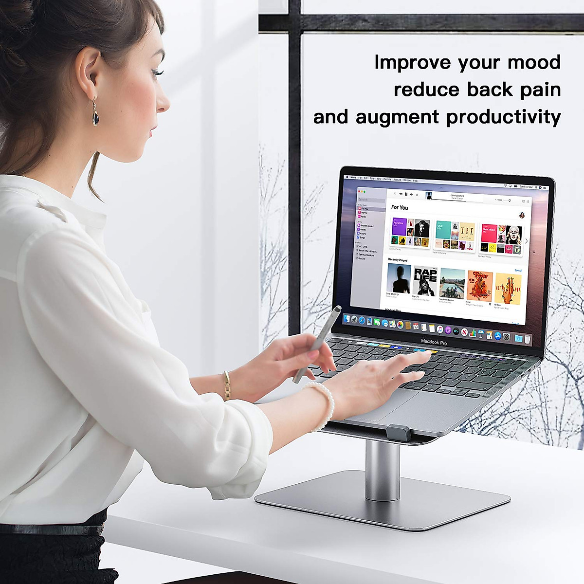 M&HONG Laptop-Ständer drehbar höhenverstellbar um 360 Grad ergonomischer Computer-Ständer Notebook-Halter für Schreibtisch kompatibel mit MacBook Dell XPS Lenovo mehr 10-16 Zoll Laptops
