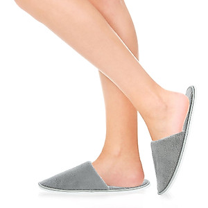 Juvale 12 Pairs Disposable Slippers for Guests, Bulk Pack for Hotel, Spa, Shoeless Home, Gray (US Men Size 11, Women 12)