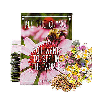 American Meadows Wildflower Seed Packets ''Bee The Change'' Party Favors (Pack of 20) - Pollinator Wildflower Seed Mix to Attract Hummingbirds, Bees, and Butterflies, Party Favor for Any Occasion