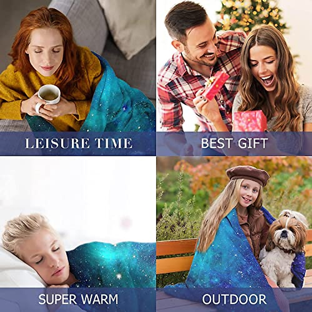 Space Galaxy Blanket, Soft Warm Fuzzy Fleece Plush Blanket 60''x50'', Smooth Cozy Flannel Throw Blanket for Bed/Couch/Office/Camping