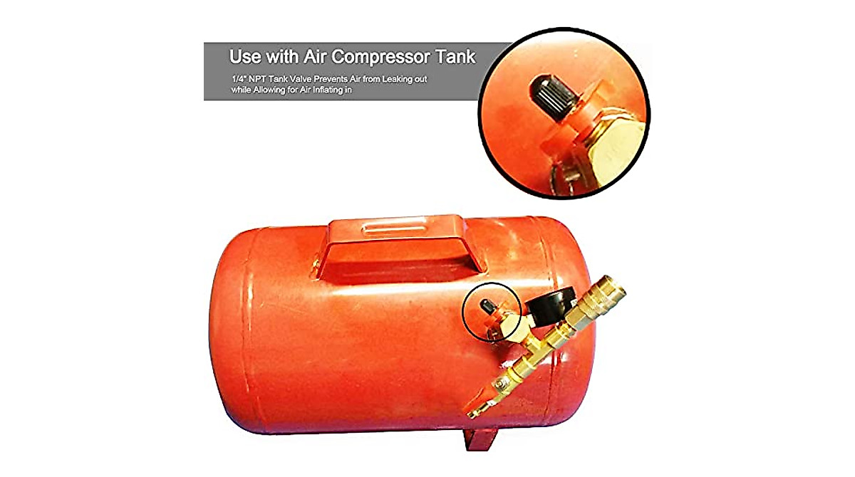 GODESON 1/4" NPT Tank Valve, Anti-Corrosion Brass Schrader Valve with 1 ...