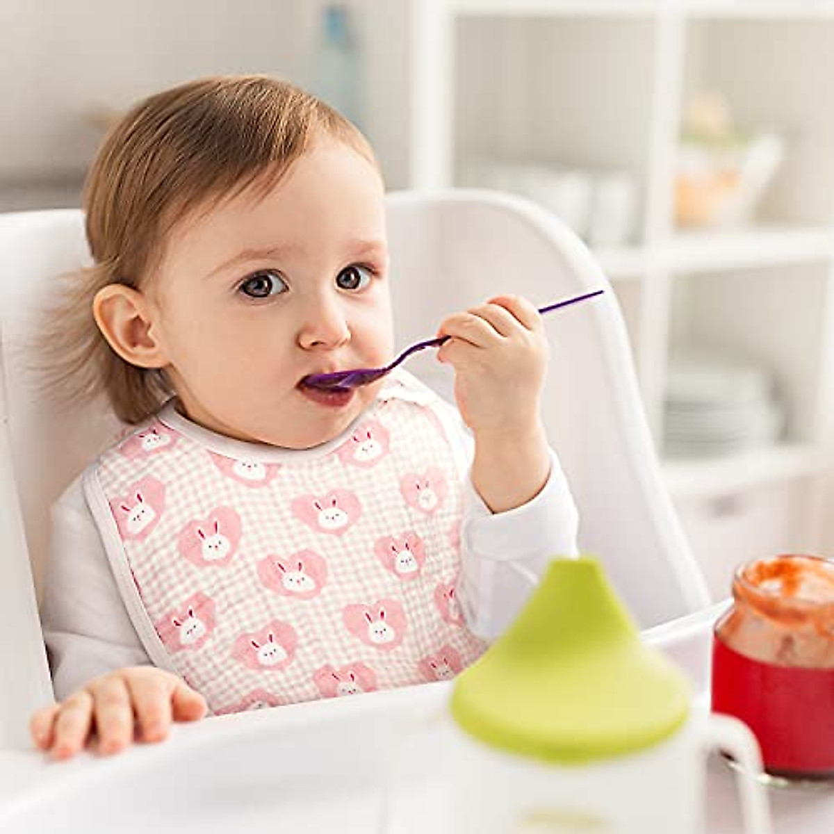 Snap Muslin Bibs for Girls, 3-Pack Baby Bibs for Infants, Newborns and Toddlers, 100% Cotton Muslin Absorbent & Soft Layers, Adjustable Snaps,"Girlish Romance"