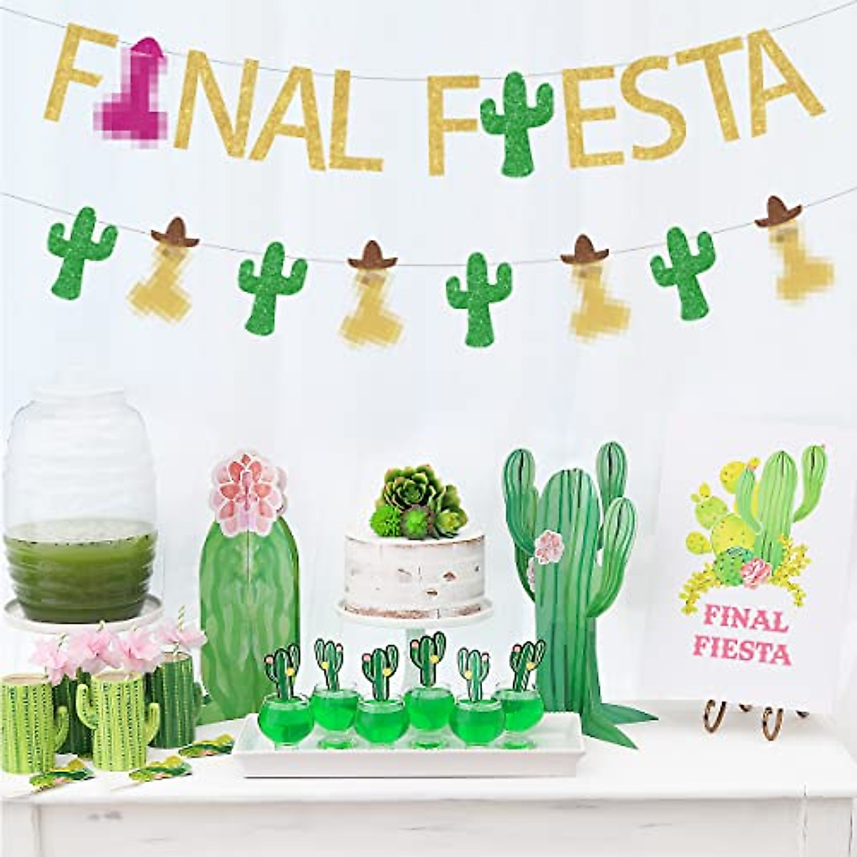 Fiesta Bachelorette Party Banner, Funny Cactus Garland for Mexican Bridal Shower Decorations, Cactus Engagement, Wedding Supplies