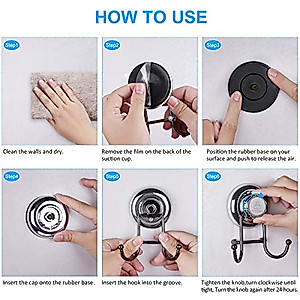 U&A Antilope Powerful Vacuum Suction Cup Hooks for Shower,Kitchen&Bathroom,Stainless Steel Shower Hanger for Loofah,Towel (2pcs)