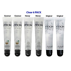 (6Pack) MAX Makeup Cherimoya Lip Polish Coconut Oil Clear Gloss (2Original+2Coconut+2Honey)