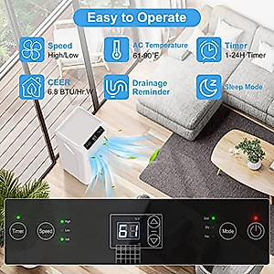 Wiytamo 10,000 BTU Portable Air Conditioners for Room Up to 450 Sq.Ft, Smart WIFI Remote Control, 3-in-1 Portable AC Unit, Dehumidifier and Fan, Exhaust Hose & Window Installation Kit Included