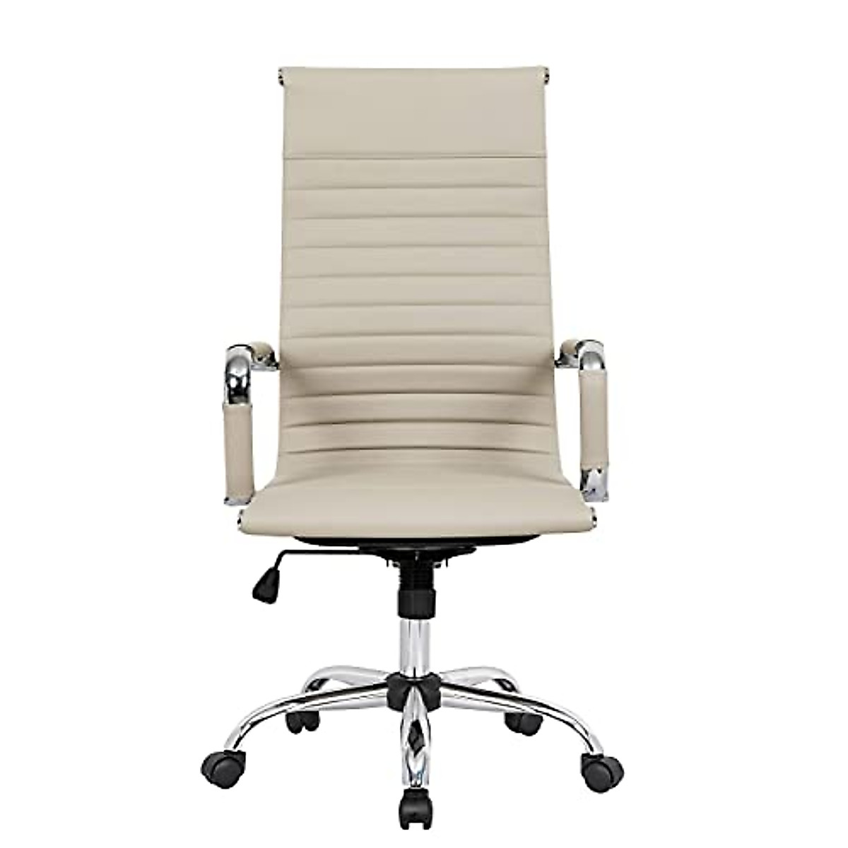 LeisureMod Harris Modern Adjustable Office Executive Swivel Chair Leatherette High-Back Task Office Chair (Tan)