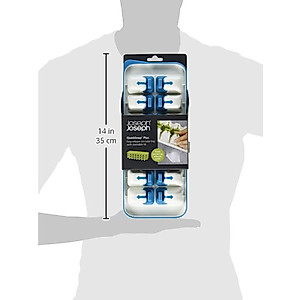 Joseph Joseph QuickSnap Ice Cube Tray with Cover Lid Easy-Release No-Spill Stackable Odor-Free Dishwasher Safe, Blue 13 x 5