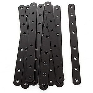 20Pcs 10Inch Mending Plates, Heavy Duty Straight Brackets for Wood Cast Iron Flat Corner Brace , Black Mending Joining Plates Fixing Hardware Brackets Connector for Furniture Repairing Table Shelf