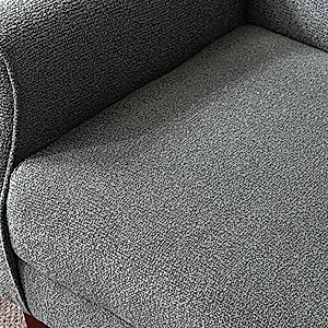 Sepnine Mid-Century Modern Accent Chair Comfy Upholstered Fabric Armchair with Wood Legs Reading Chair for Living Room Bedroom Clearance (Chenille-Gray)
