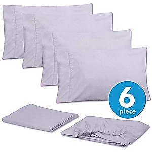 Cal King Size Bed Sheets - 6 Piece 1500 Supreme Collection Fine Brushed Microfiber Deep Pocket California King Sheet Set Bedding - 2 Extra Pillow Cases, Great Value, California King, Lilac