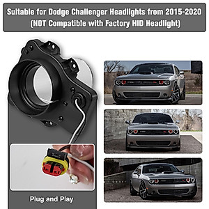 LitMiRaCle Dodge Challenger Headlights Bulbs, LED Headlamps Air Inserts Assembly Compatible with 2015-2020 Dodge Challenger, Plug and Play, Super Bright Red and White Lights(Red, 2PCS)