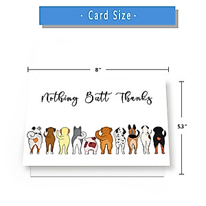 Asmallgf Cute Dog Thank You Card for Teachers Boss Friends, Funny Appreciation Gifts for Women Men, Veterinarian Gifts, Nothing Butt Thanks Pun Card