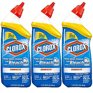 3 Clorox Toilet Bowl Cleaner with Bleach , Rain Clean 24 oz , - BONUS Microfiber Cleaning Cloth