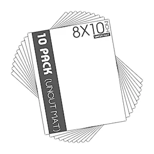Mat Board Center, Pack of 10 8x10 White Uncut Mat Boards, Acid Free, 4-Ply Thickness, White Core, Great for Pictures, Photos, Framing Backing