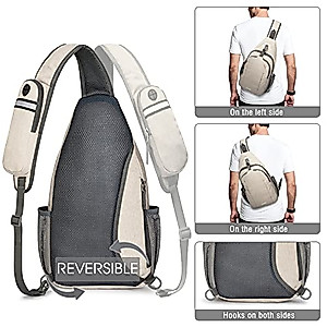 G4Free Sling Bag RFID Blocking Sling Backpack Crossbody Chest Bag Daypack for Hiking Travel(Ivory)