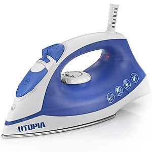 Utopia Home Steam Iron for Clothes With Non-Stick Soleplate - 1200W Clothes Iron With Adjustable Thermostat Control, Overheat Safety Protection & Variable Steam Control (Blue)