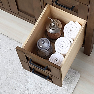 OVE Decors Maya Plus 36 in. Single Sink Bathroom Vanity in Almond Latte Finish, Black Hardware and Included Power Bar