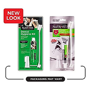 Nutri-Vet Dental Hygiene Kit for Dogs | Finger Toothbrush and Enzymatic Toothpaste | Chicken Flavor |2.5 ounces