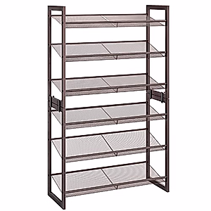 HOOBRO Metal Shoe Rack, 6 Tier Shoe Rack for Closet, Holds 18-24 Pairs of Shoes, 29.5" W x 11.6" D x 24" H, Stackable, for Entryway, Hallway, Living Room Bronze AB62XJP201