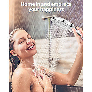 High Pressure Handheld Shower Head VMASSTONE 3-Setting Shower head Kit - Jet Water Mode - with 59" Stainless Hose and Adjustable Mount Excellent Replacement for Bath Showerhead (HM-001 Chrome)