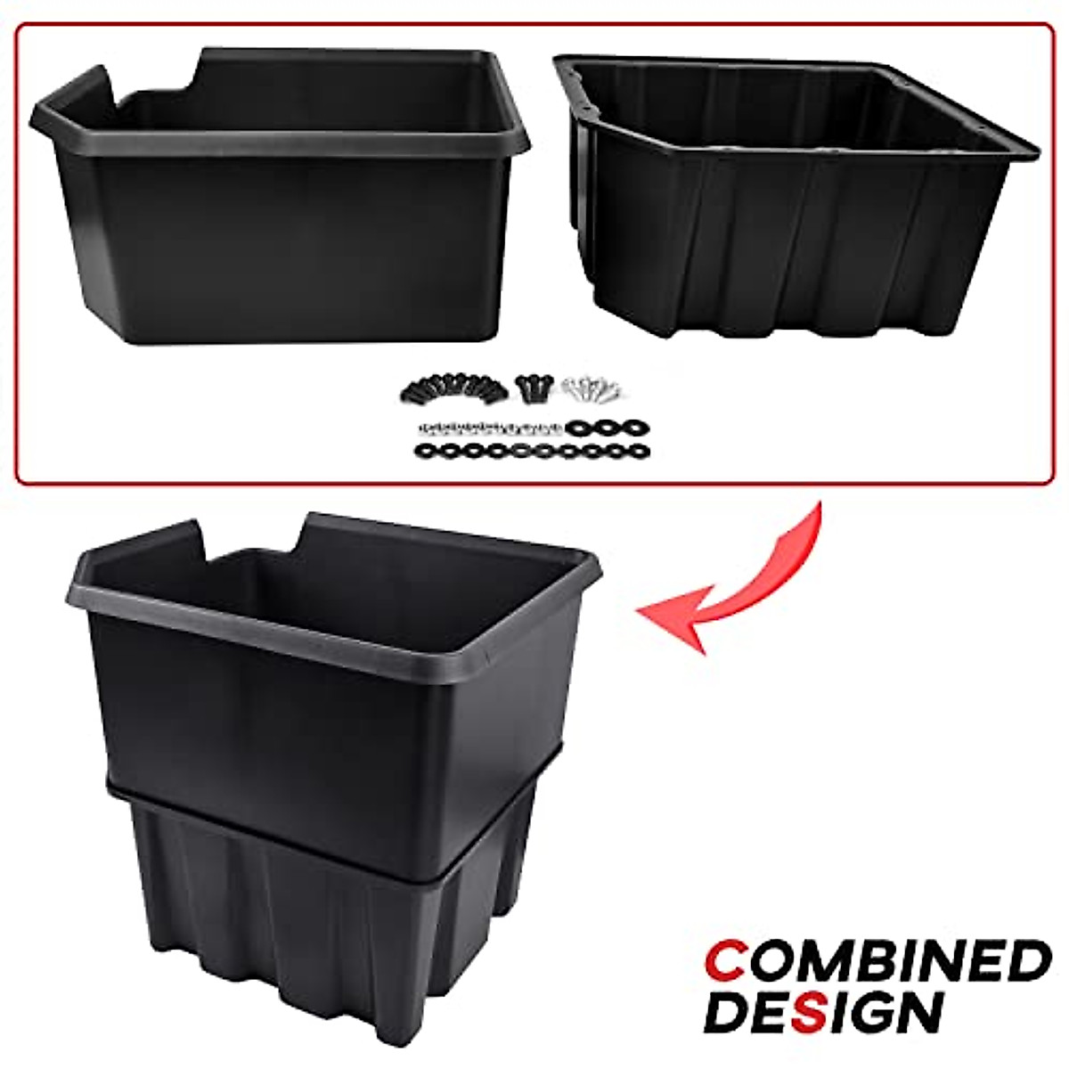 SAUTVS Under Seat Storage Box for Polaris Ranger XP 1000 18-23, Poly Underseat Combined Storage Bin for Polaris Ranger XP 1000 / Crew XP 1000 Diesel EPS Accessories 2018-2023, Replace #2882910