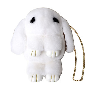 YUNPLAN Faux Rabbit Fur Crossbody Shoulder Bag, Stuffed Animal Backpack for School Girls, Cute Cartoon Bag Cosplay Shoulder Bag