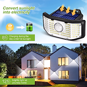 TWINSLUXES Solar Outdoor Lights, 3 Lighting Modes Solar Motion Sensor Security Lights, Solar Flood Lights 270°Wide Angle, IP65 Solar Wall Lights,Suitable for Front Door, Yard, Garage, Deck 4 Pack