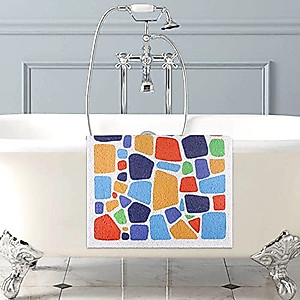 Darhoo Shower Mat Non Slip, 24 x 24 Inches Square Shower Floor Mats for Inside Showers, PVC Loofah Shower Bath Mat with Drainage Holes, Quick Dry Shower Anti Slip Stall Bathmat for Bathroom, Elderly