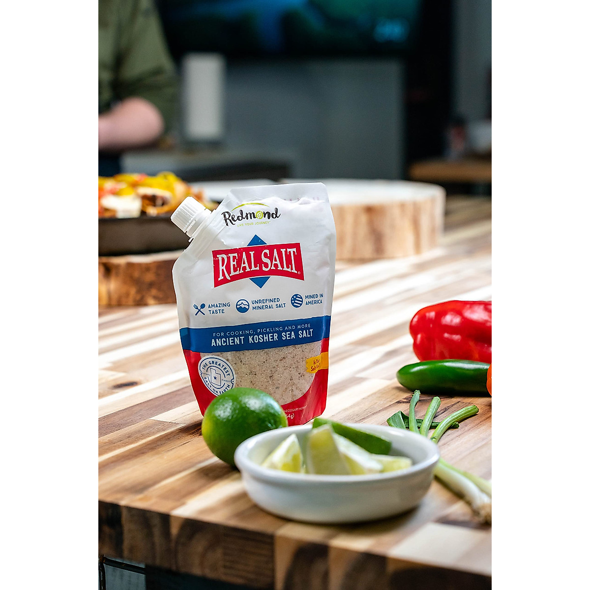 Redmond Real Sea Salt - Natural Unrefined Gluten Free Kosher, 16 Ounce Pouch (2 Pack)