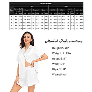 SWOMOG Women's Satin Pajamas Short Sleeve Sleepwear Soft Silk Button Down Loungewear Silky PJs Shorts Set White