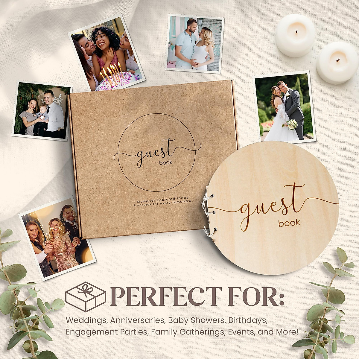 Mikito Elegant Wedding Guest Book – Ideal Baby Shower Guest Book, Memorable for Birthdays & Graduations – Classic Guestbook for Wedding Celebrations - Polaroid Guest Book