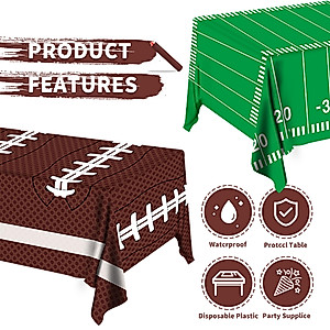 SJJPDYY Football Party Decorations Disposable Tablecloth Plastic Touchdown Table Cover Perfect for Super Bowl Football Birthday Party Decorations and Gameday Tailgate Decorations 54 X 108Inch, 2 Pack
