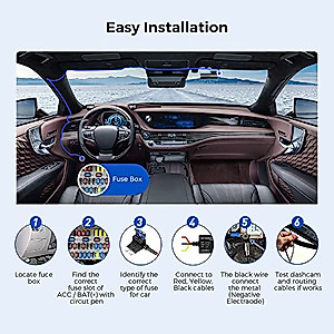 AZDOME Micro USB Port 3-Lead Acc Hardwire Kit for M300S Dash Cam, 12ft with Fuse Kit, for Dash Camera 24H Parking Monitor Mode, Converts 12V-24V to Output 5V/2.5A Max JYX04