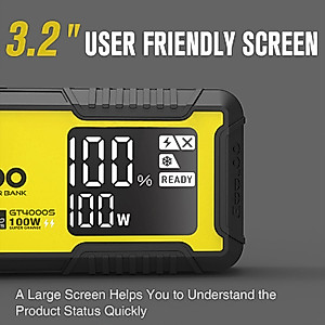 GOOLOO GT4000S Jump Starter 4000A Car Jumper Starter (Up to 10L Diesel 12L Gas Engines), 100W Fast-Charging Lithium Jump Box, SuperSafe Portable Car Battery Charger Power Bank for 12V Vehicles, Yellow