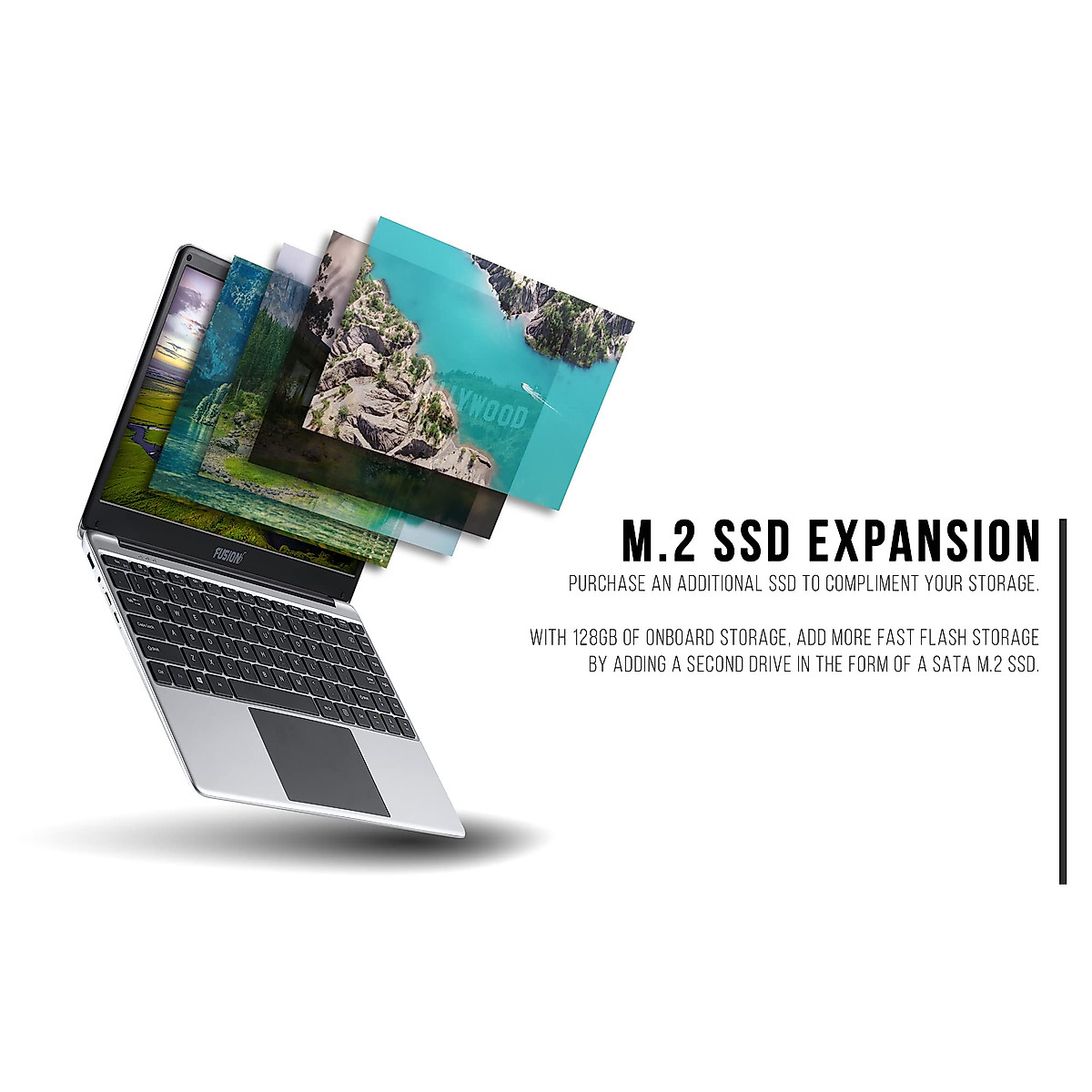 Fusion5 14.1" Full HD Windows 11 Laptop - 128GB Storage, 4GB RAM, T90B+ Pro Model Lapbook, Quad Core CPU, 5GHz WiFi (Dual-Band WiFi) 2X WiFi speeds, Supports M.2 SATA SSD