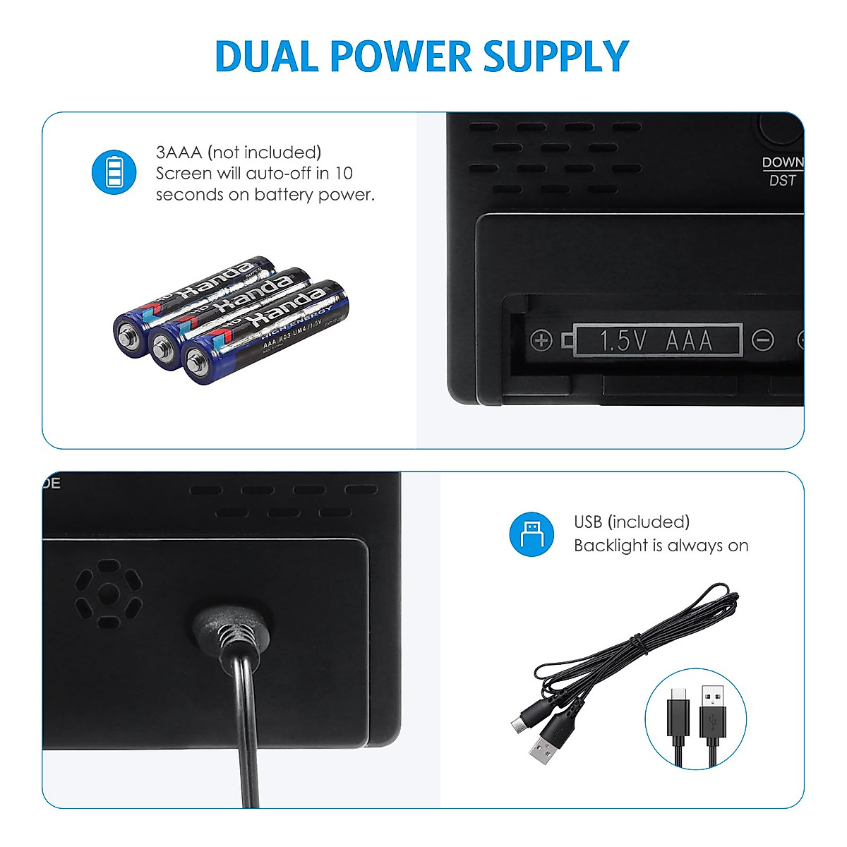 Digital Alarm Clock, [Upgraded Version] LED Clock for Bedroom, Electronic Desktop Clock with Temperature Display, Adjustable Brightness, Voice Control, 12/24H Display for Home, Bedroom, Office