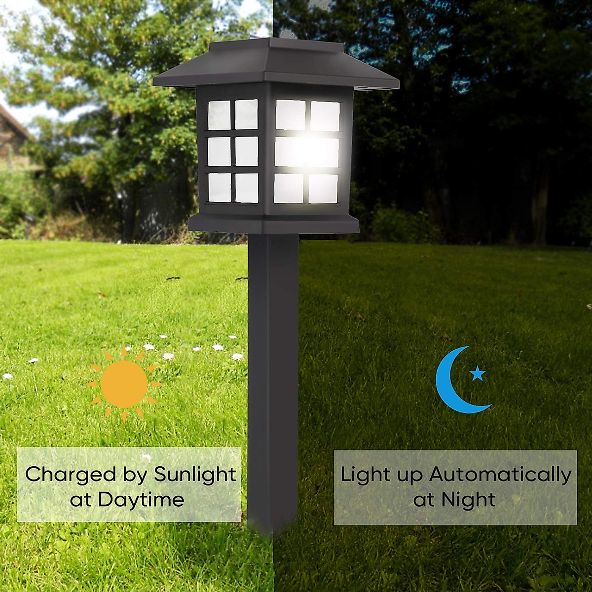 SuLethe 8 Pack Solar Pathway Garden Lights, Outdoor Waterproof Landscape Led Lighting Lamps for Patio, Path, Lawn, Walkway