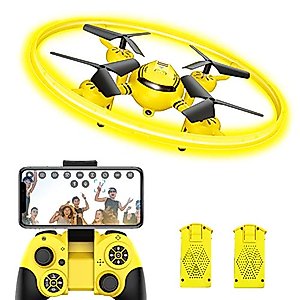 HASAKEE Q8 FPV Drone with 1080P Camera for Kids Adults,RC Drones for Kids,Quadcopter with Yellow Light,Altitude Hold,Gravity Sensor and Remote Control,Kids Gifts Toys for Boys and Girls