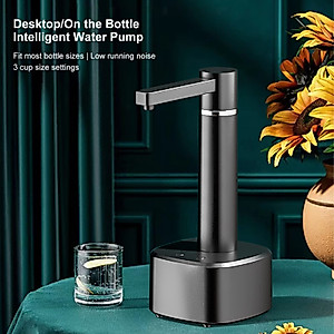 RESOME Desktop Water Dispenser, Portable Electric Water Bottle Pump for 5 Gallon & Universal Bottles, USB Charging Automatic Drinking Water Dispenser Water Jug Pump for Home, Office, Outdoor(Black)