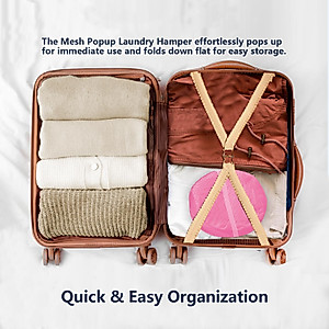 LXLOVESM Pop Up Hamper, Mesh Popup Laundry Hamper, Clothes Basket, Collapsible Hamper for Laundry, Foldable Hamper for Travel and Storage (Pink)