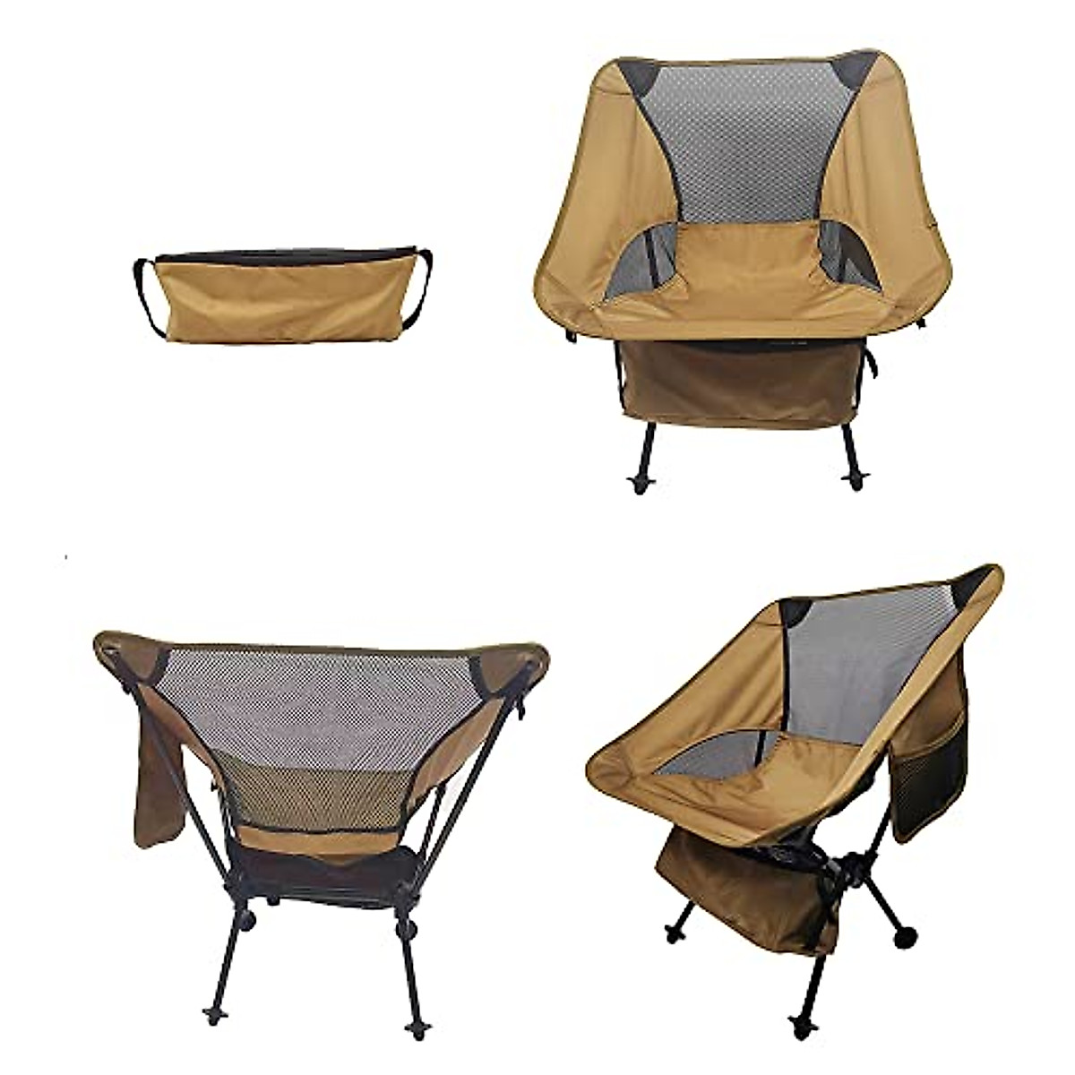 ALKISS Portable Outdoor Camping Chairs Compact Folding Chair Foldable Chair Lawn Chairs Backpack Beach Chairs for Adults Heavy Duty with Side Pockets Camp Chair Lightweight for Hiking Beach Fishing