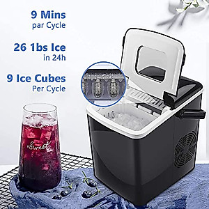 Ice Machine Maker Countertop,Mini Ice Maker,Portable Ice Maker Countertop,Small Ice Maker,Ice Maker 9 Cubes Ready in 9 min with 2 Optional Ice Cube Sizes,2-7 Days delivery Shipped from US Warehouse