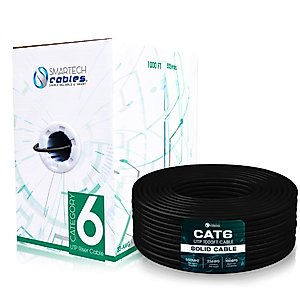 SmarTech Cables Cat 6 Cable 1000ft (Riser) - UTP 4 Pair Solid Conductor, Easy to Install Cat6 Riser 1000ft, High Speed 10 Gbps, 23 AWG Cat6 1000ft Ethernet Cable, Certified Bulk Cat6 Cable 1000ft