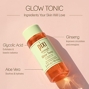 Pixi Glow Tonic Balancing Face Toner Glycolic Acid Toner for Radiant Skin Daily Brightening Toner (3.4 fl oz / 100 ml, Toner)