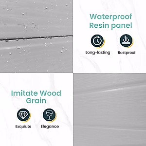 UDPATIO Outdoor Resin Storage Shed 6x4.5 FT, Plastic Garden Shed for Bike, Garbage Can, Tool, Outside Sheds & Outdoor Storage Storage Box with Lockable Door for Backyard, Patio, Lawn, Grey & White