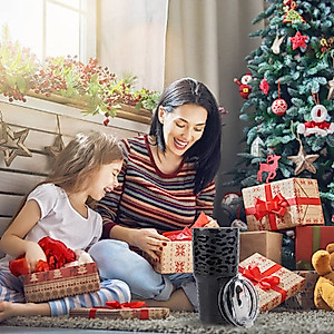 artlion 30 oz Tumbler Insulated Tumbler with Straw Metal Tumblers Cup with Straws and Lid for Cold Hot Drinks (Black leopard)