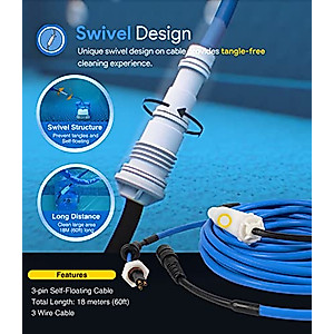 sixcow 9995873 DIY Swivel Cable 3 Wire, 18M, Replaces for Dolphin Pool Cleaners